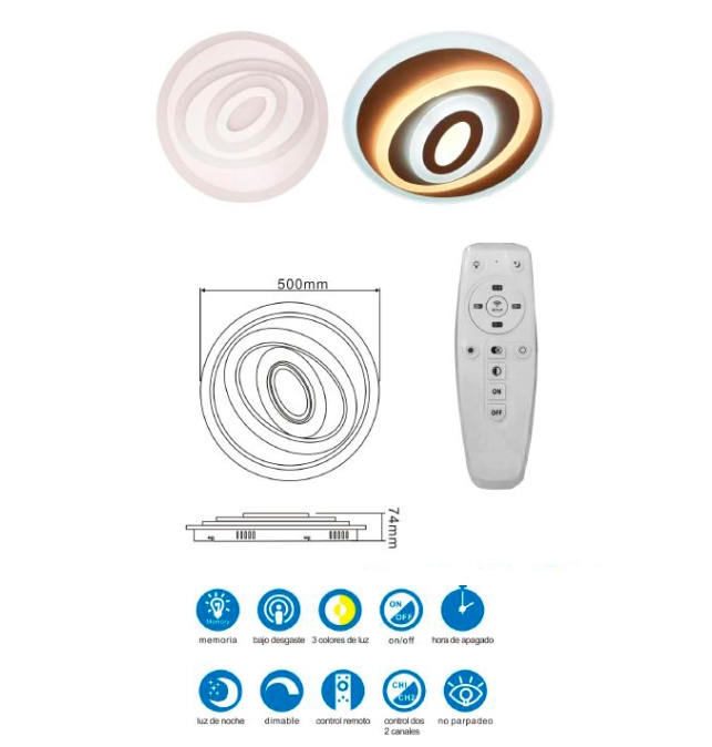 Plafón LED 110W acrílico 50cm | Artepal